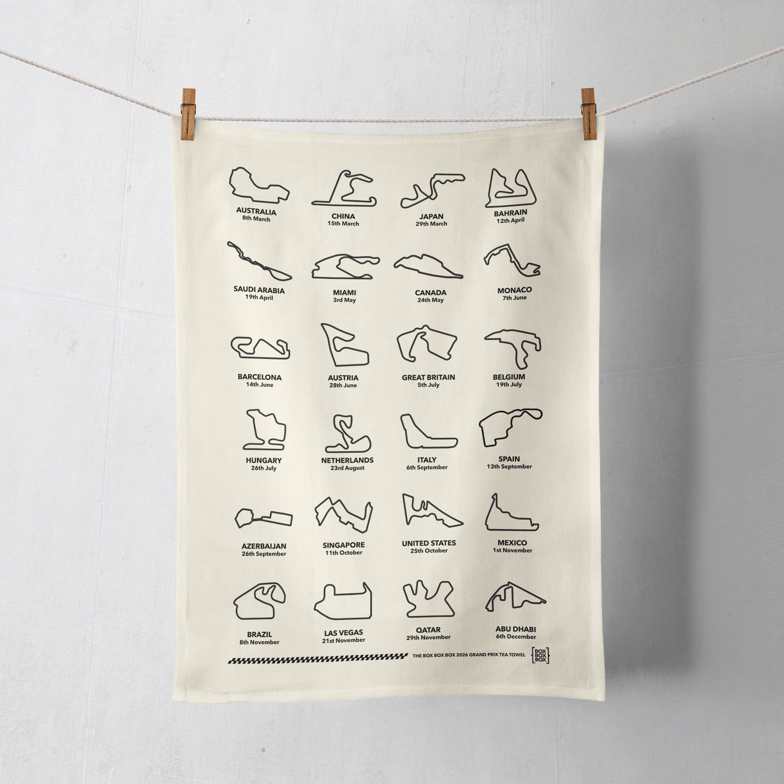 2026 Grand Prix Tea Towel - Tracks – BoxBoxBoxCo